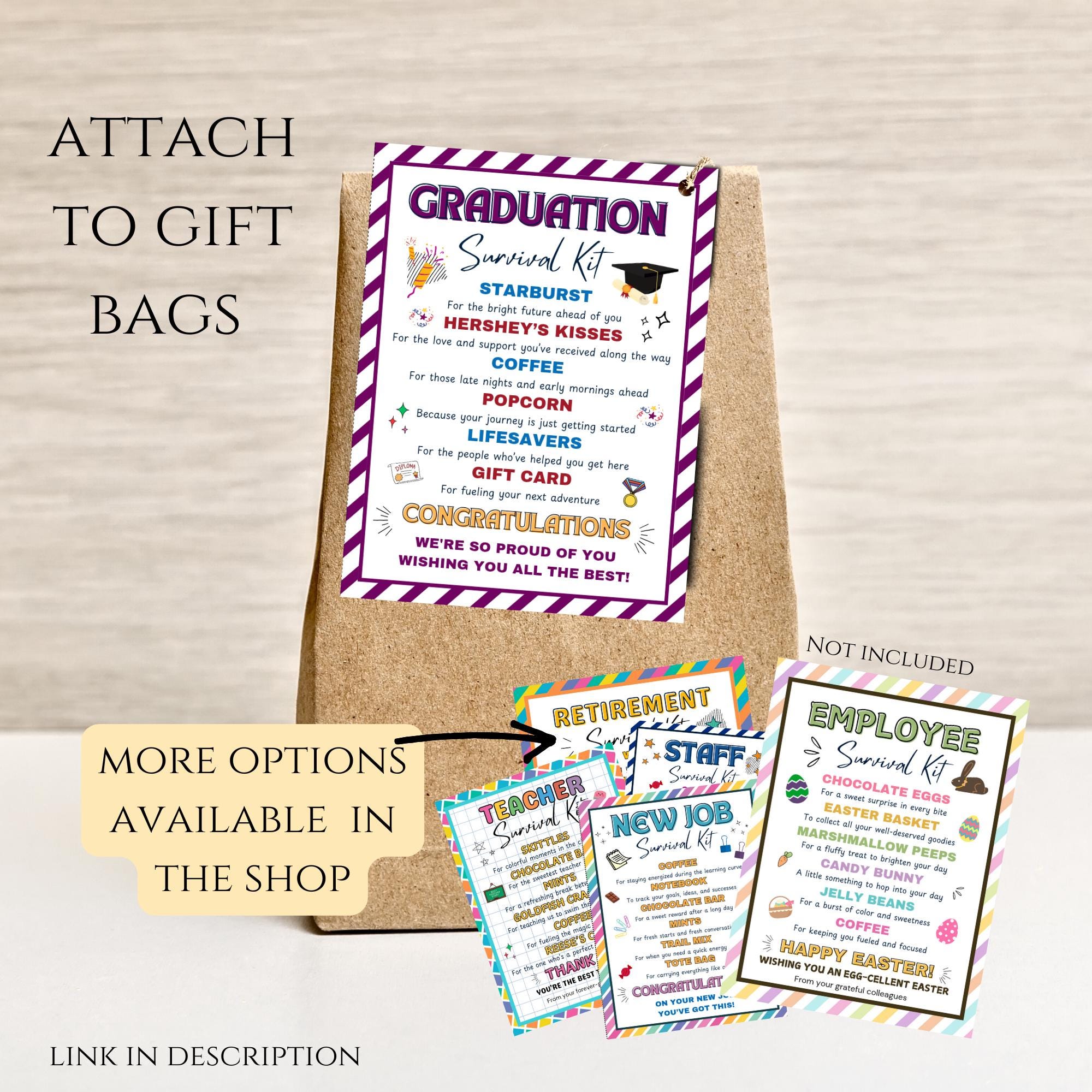 Graduation Survival Kit Printable Tag Graduation Gift Box Card College ...