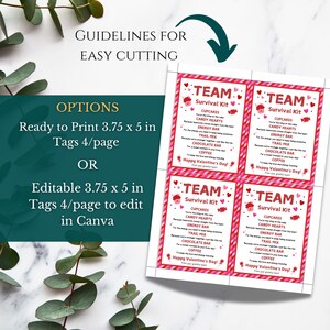 Valentine's Day Team Survival Kit Tag Coworker Valentine Gift Tag Staff ...