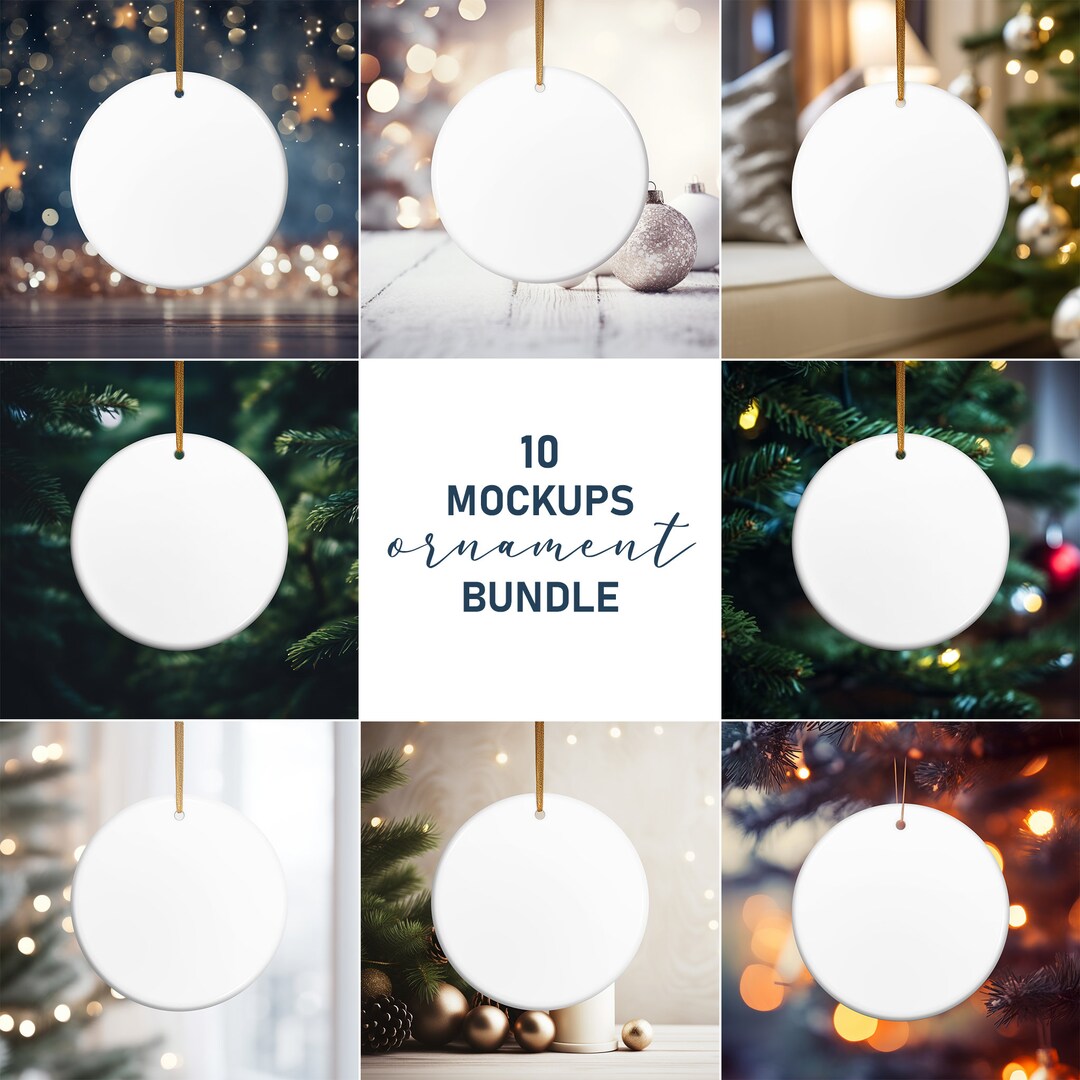 10 Ornament Mockups Bundle, Christmas Ornament Mockup, Ceramic Ornament ...