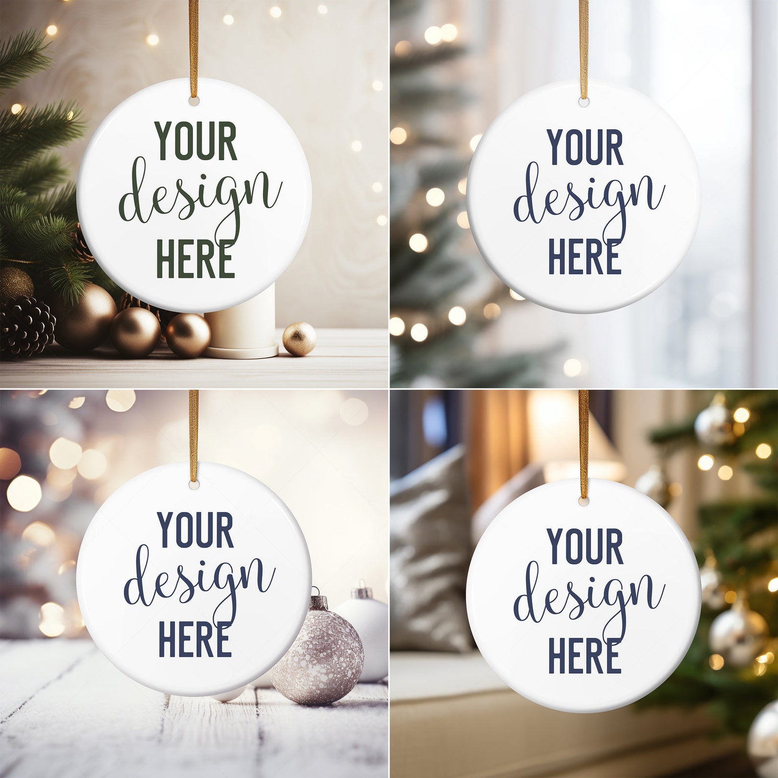 10 Ornament Mockups Bundle, Christmas Ornament Mockup, Ceramic Ornament ...