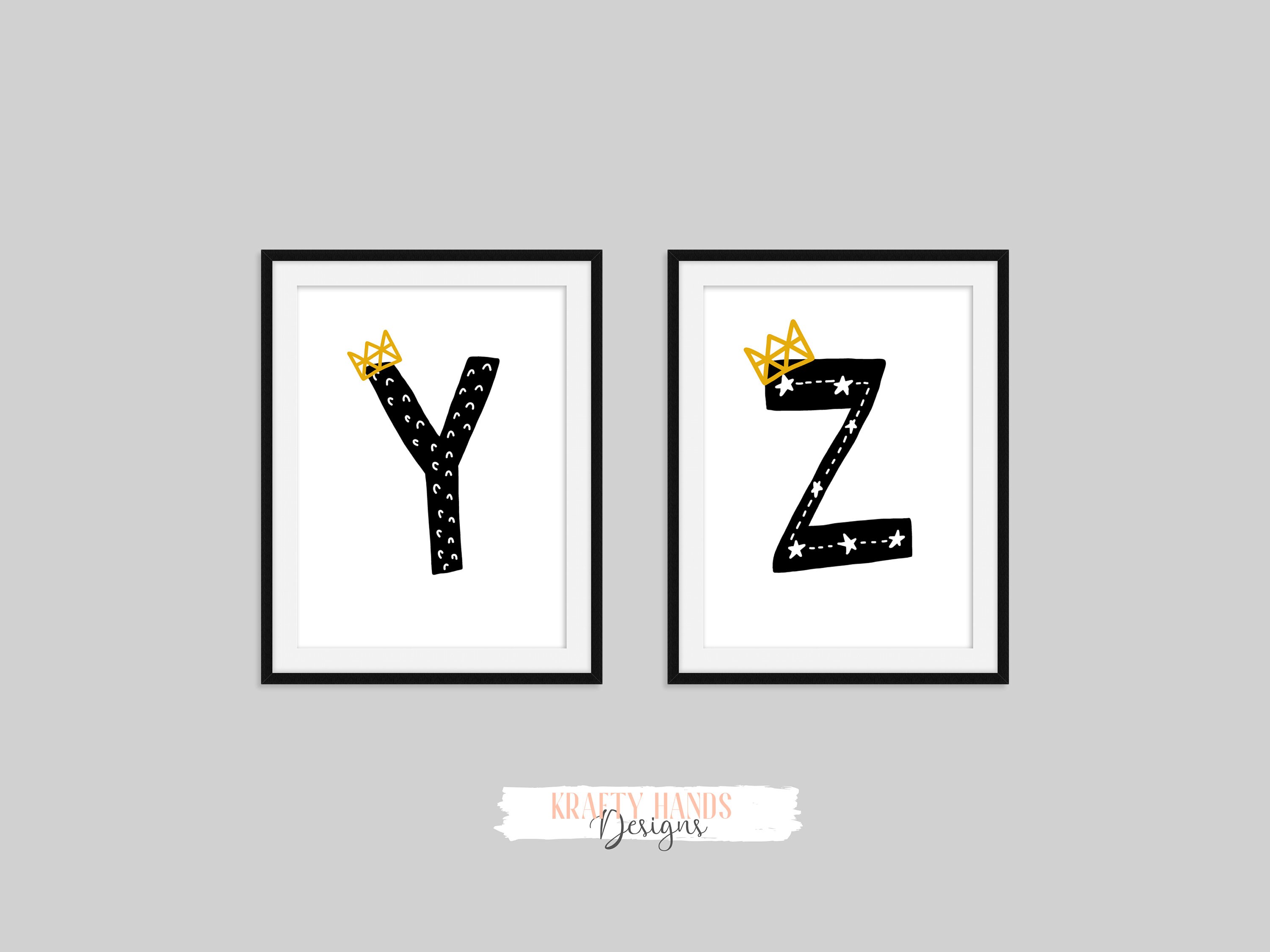 Name Initial Print Crown Nursery Print Nursery Decor Wall | Etsy