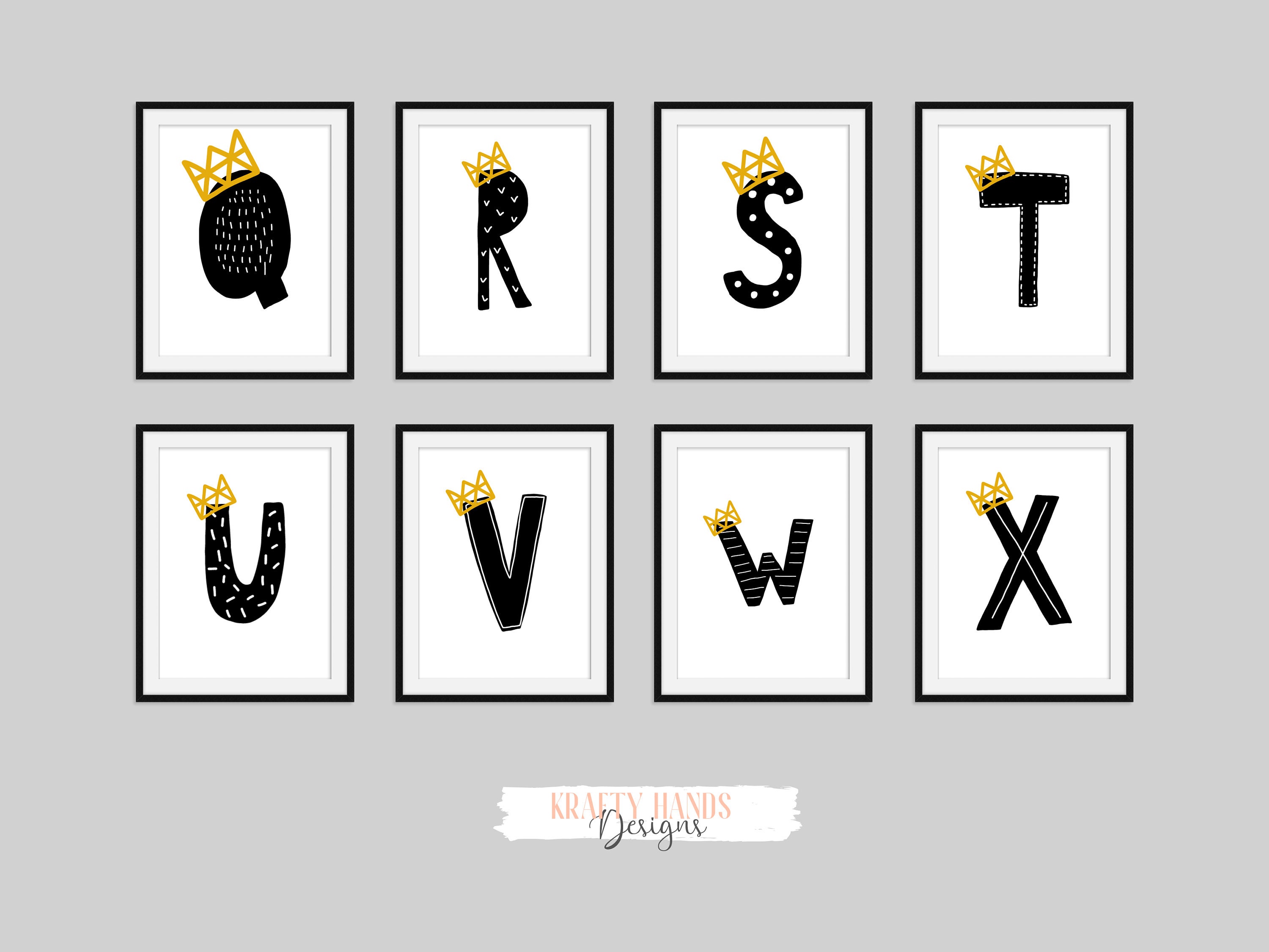 Name Initial Print Crown Nursery Print Nursery Decor Wall | Etsy