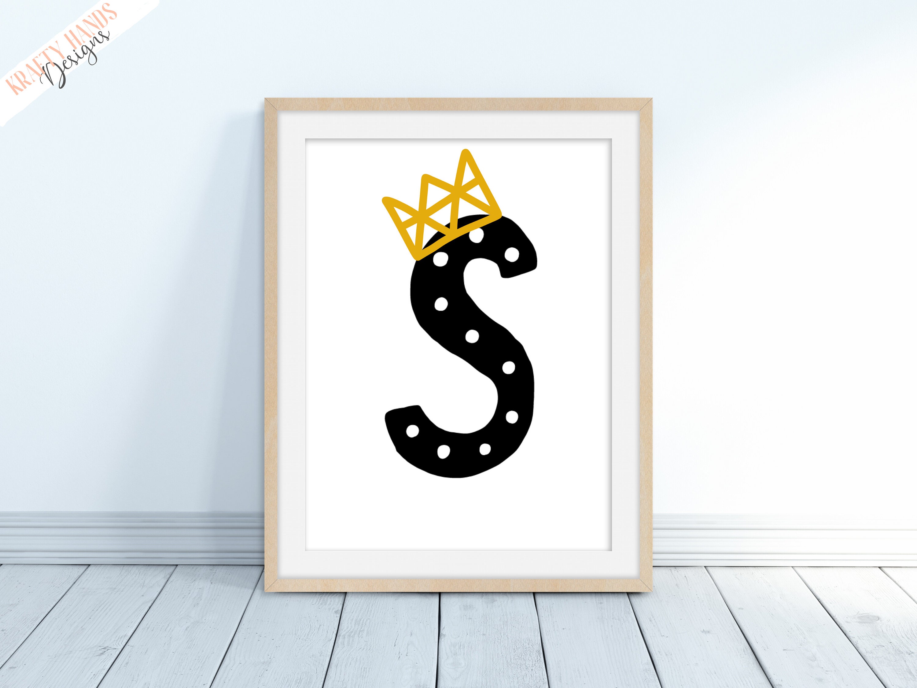 Name Initial Print Crown Nursery Print Nursery Decor Wall - Etsy UK