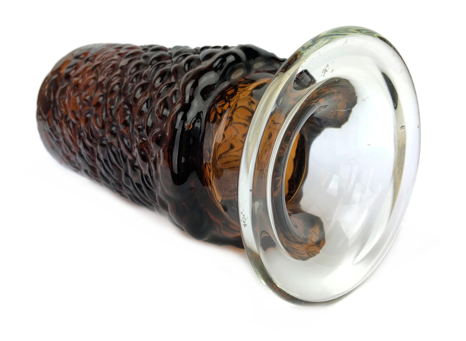 RARE Frantisek Vizner Bohemian Czech Skrdlovice Sculptured Brown Clear ...