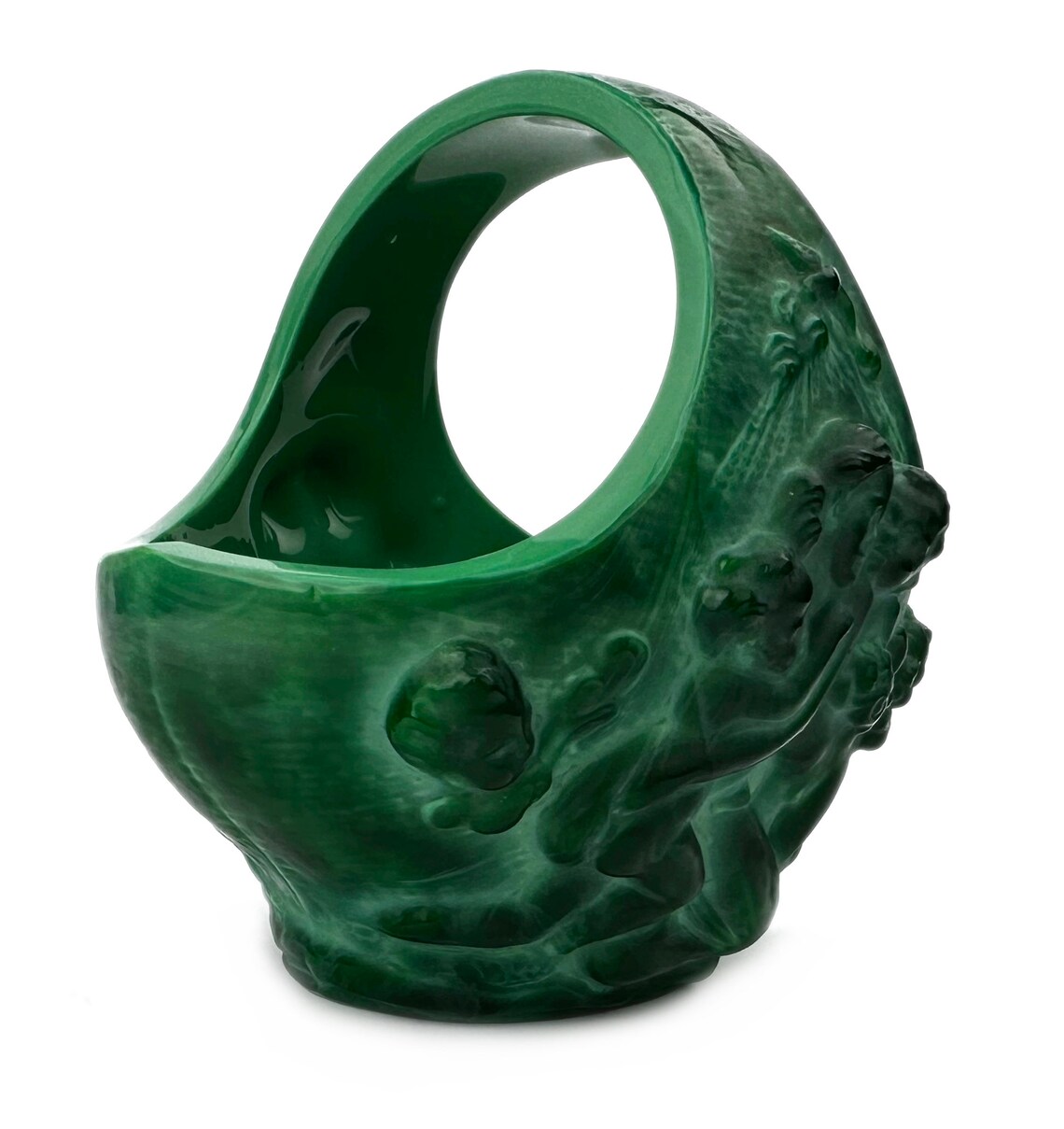 RARE Frantisek Halama Malachite Glass Mother With Childen Basket ...
