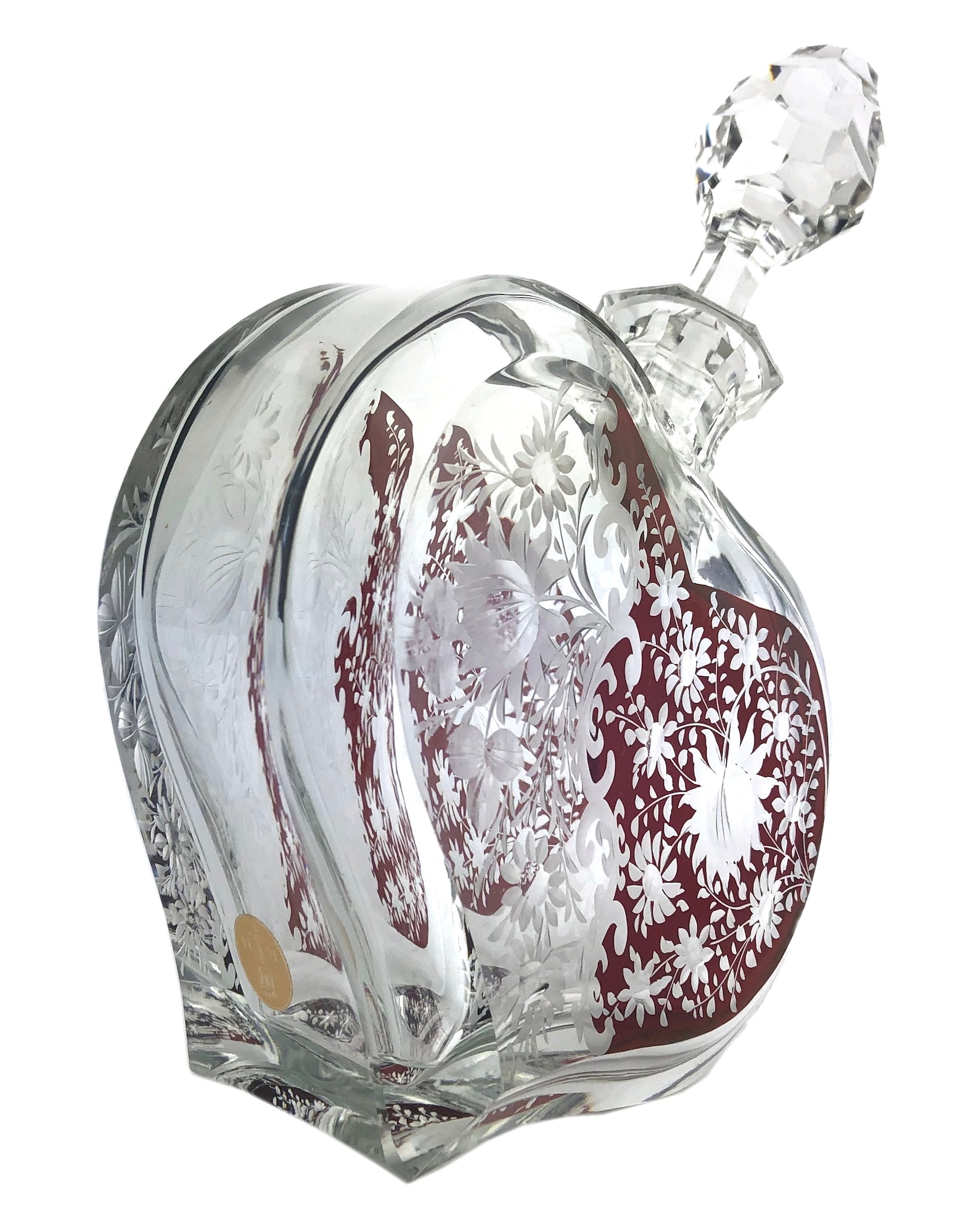 RARE Heart Decanter Liquor Set Art Deco 1930s Novy Bor Cut to Clear ...