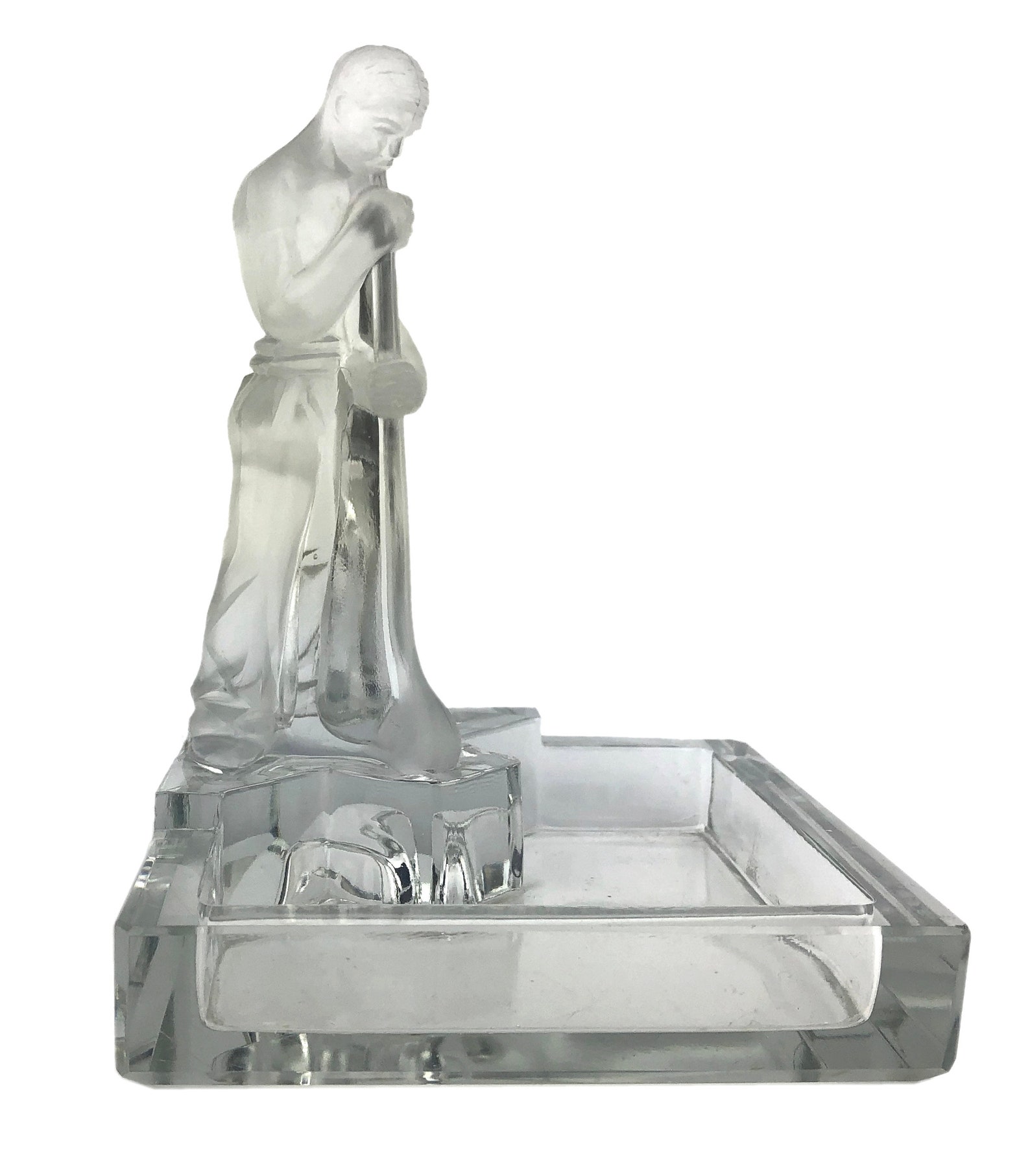 VERY RARE Libochovice Glass Blower Figural Figurine Sculp Ashtray Karel ...