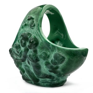 RARE Frantisek Halama Malachite Glass Mother With Childen Basket ...