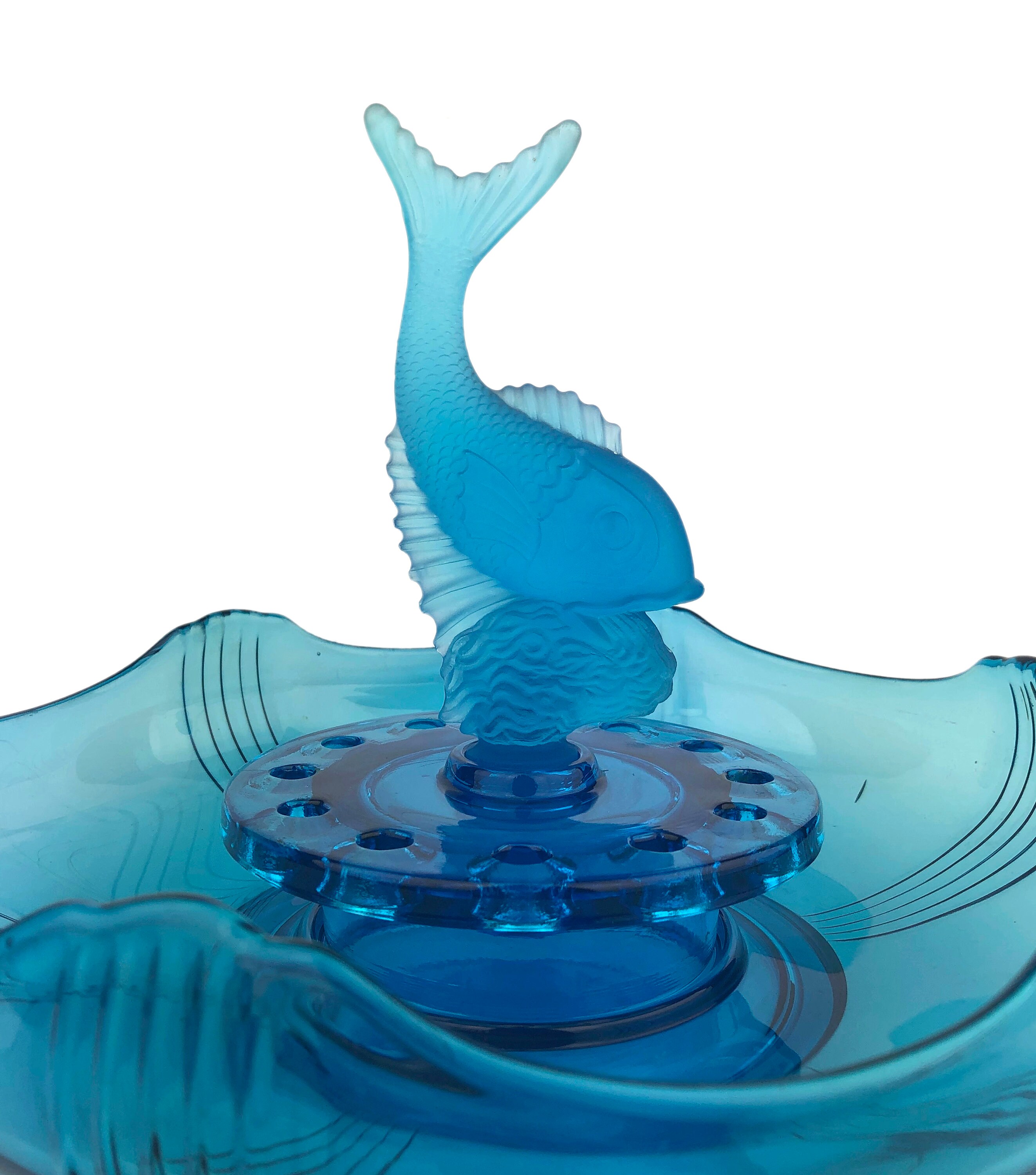 Josef Inwald Turquoise Blue Float Bowl Flower Frog Centrepiece Poisson ...