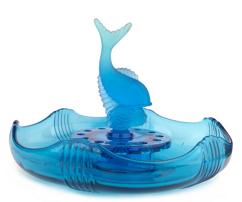 Josef Inwald Turquoise Blue Float Bowl Flower Frog Centrepiece Poisson ...