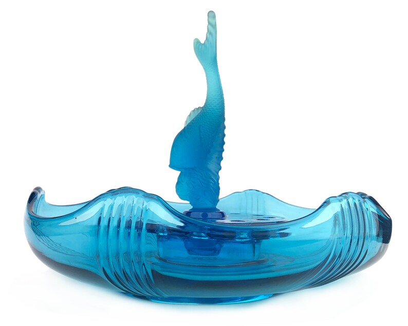 Josef Inwald Turquoise Blue Float Bowl Flower Frog Centrepiece Poisson ...