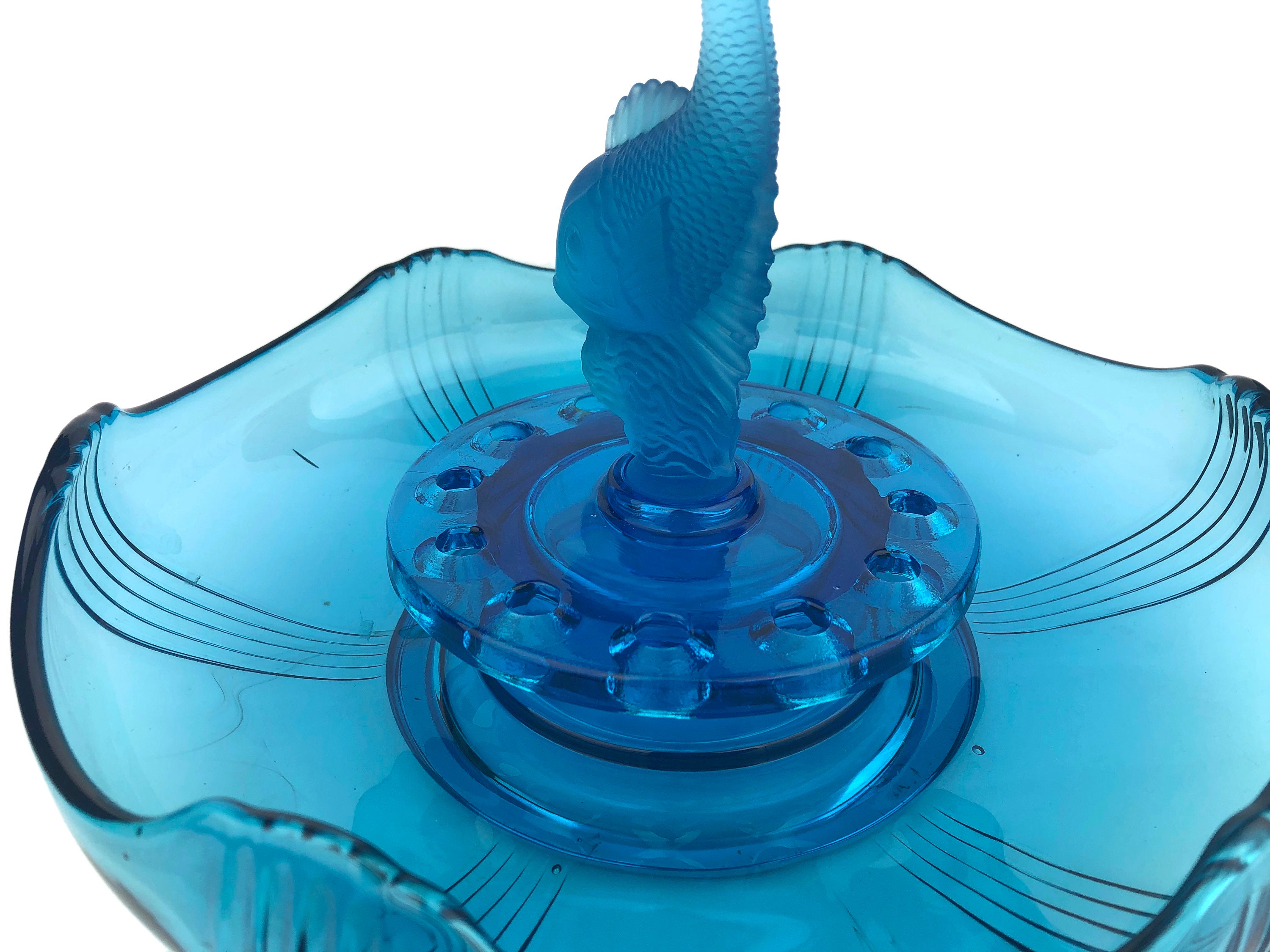 Josef Inwald Turquoise Blue Float Bowl Flower Frog Centrepiece Poisson ...