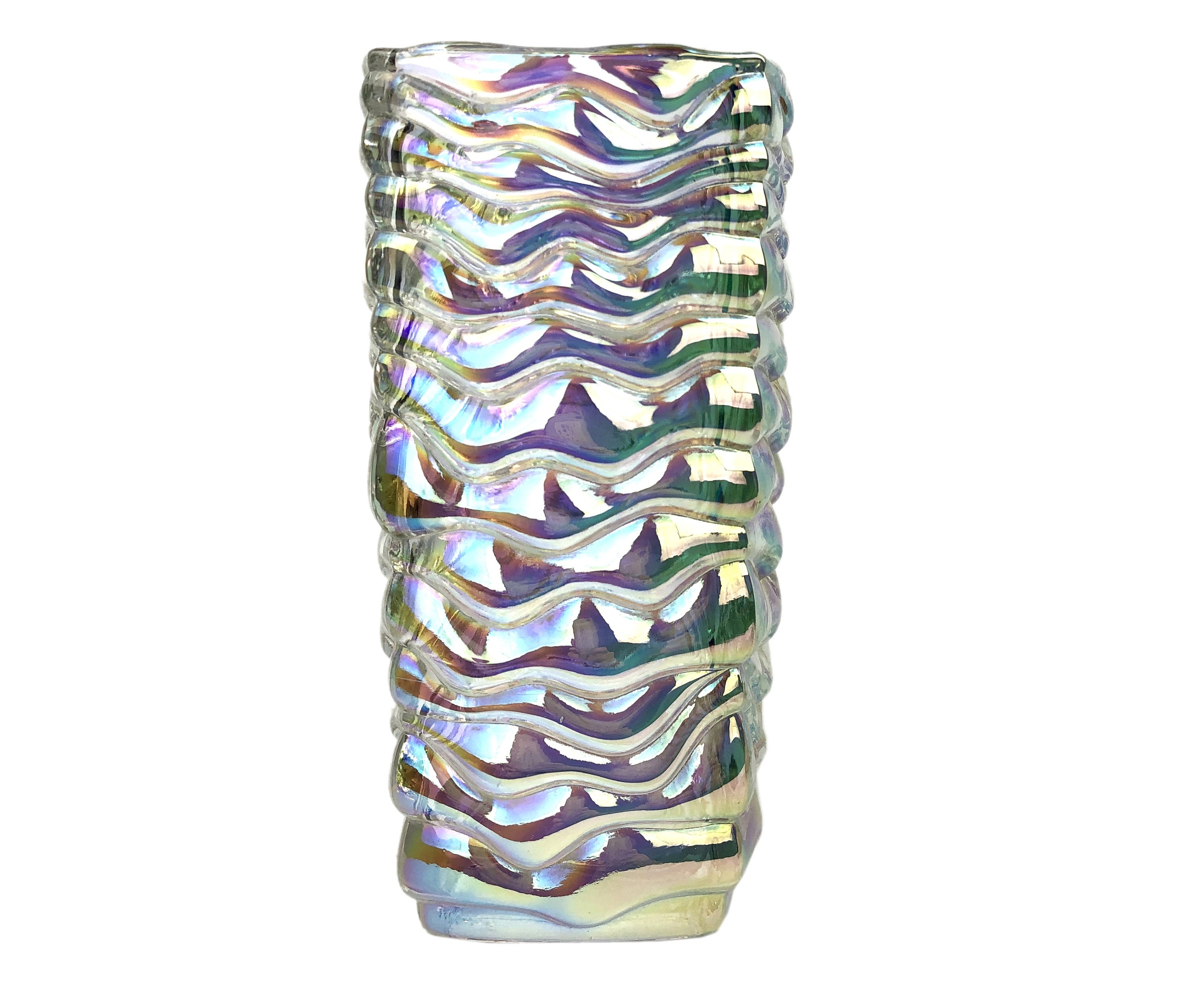 RARE Iridiscent Iridized Carnival Glass Vase Sklo Union Vase - Etsy