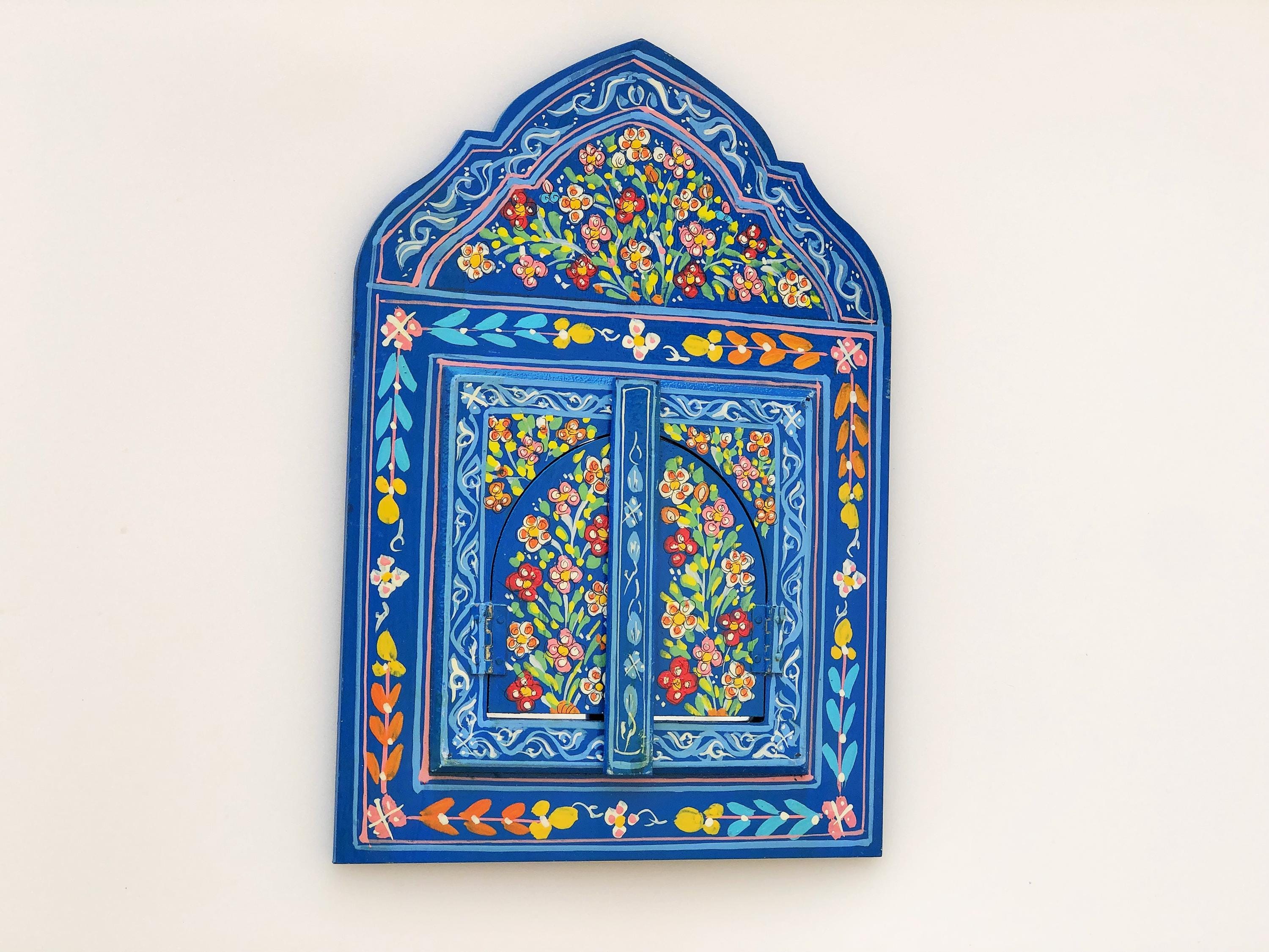 Small Moroccan Mirror With Doors, Bohemian Wall Decor, Ethnic Art for ...