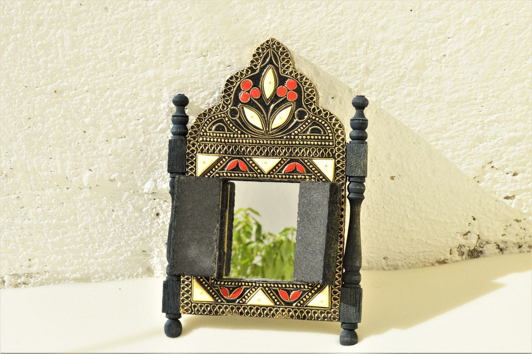 Handmade Moroccan Mirror With Brass, Wood, Cow Bone Inlay Wall Decor - Etsy