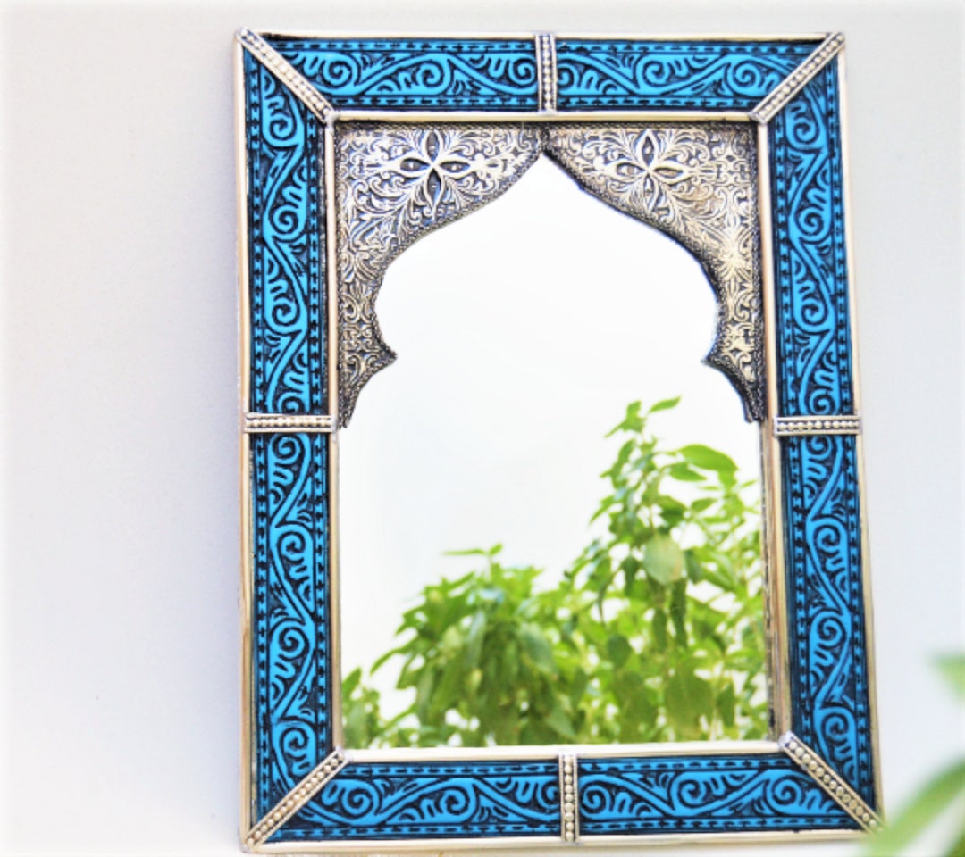 Moroccan Mirror, Moroccan Decor, Rectangle Mirror, Blue Mirror - Etsy