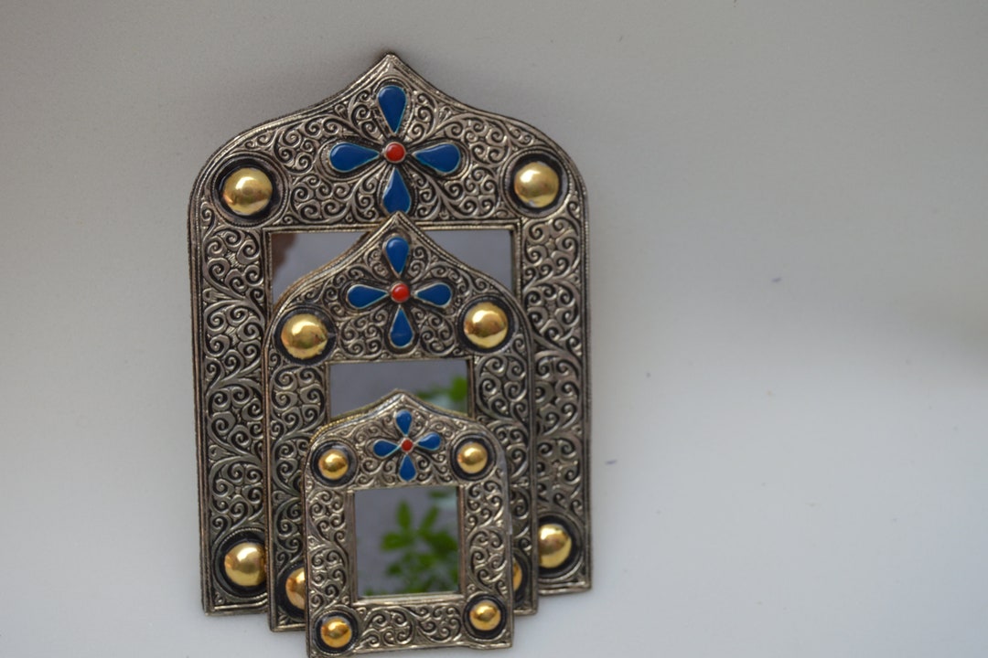 Small Accent Wall Mirror Set of 3, Moroccan Mirror, Mirror for Wall ...