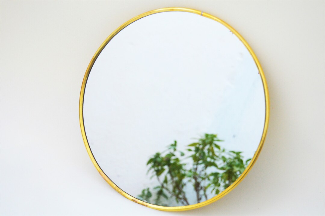 Circle Mirror, Round Mirror in Gilded Brass, Handmade - Etsy