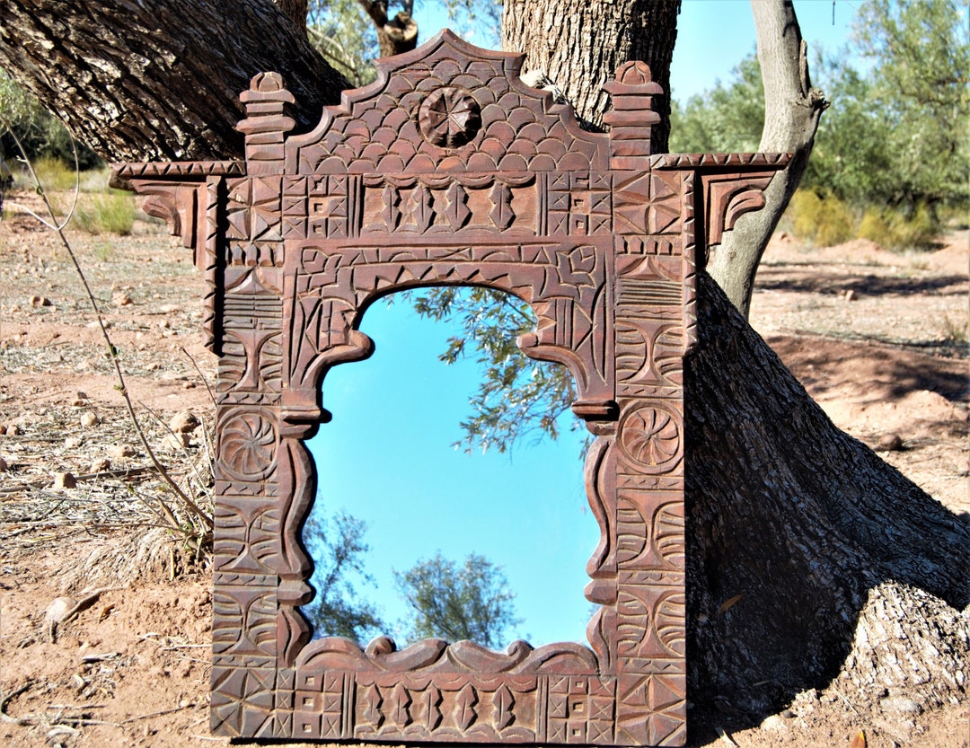 Dark Wood Mirror, Wood Framed Mirrors, Rustic Window Mirror, Farmhouse ...