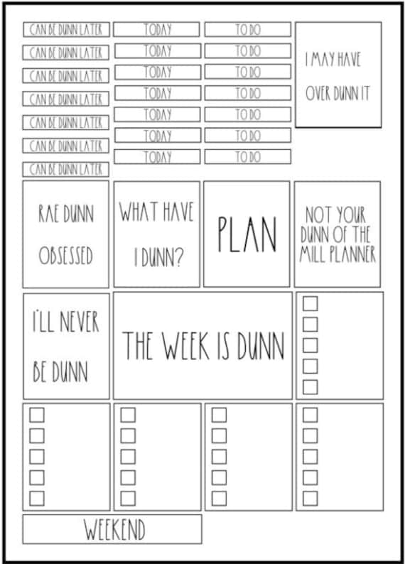 Rae Dunn Inspired Weekly Kit | Etsy