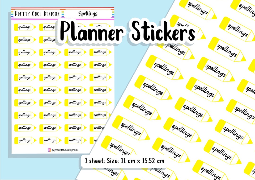 Spellings Teacher Planner Stickers UK 1 Sheet - Etsy