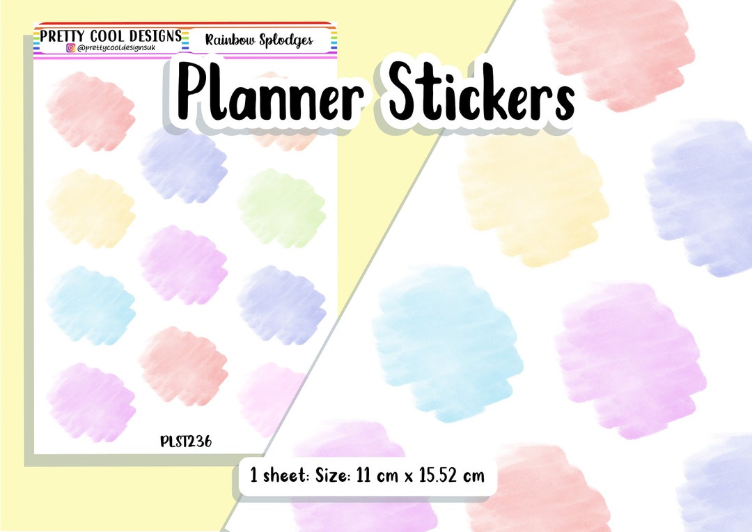 Rainbow Splodges Blank Bujo Diary Planner Stickers Decoration UK 1 ...