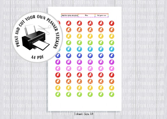 Pins Rainbow Printable Planner Stickers PDF Print and Cut | Etsy