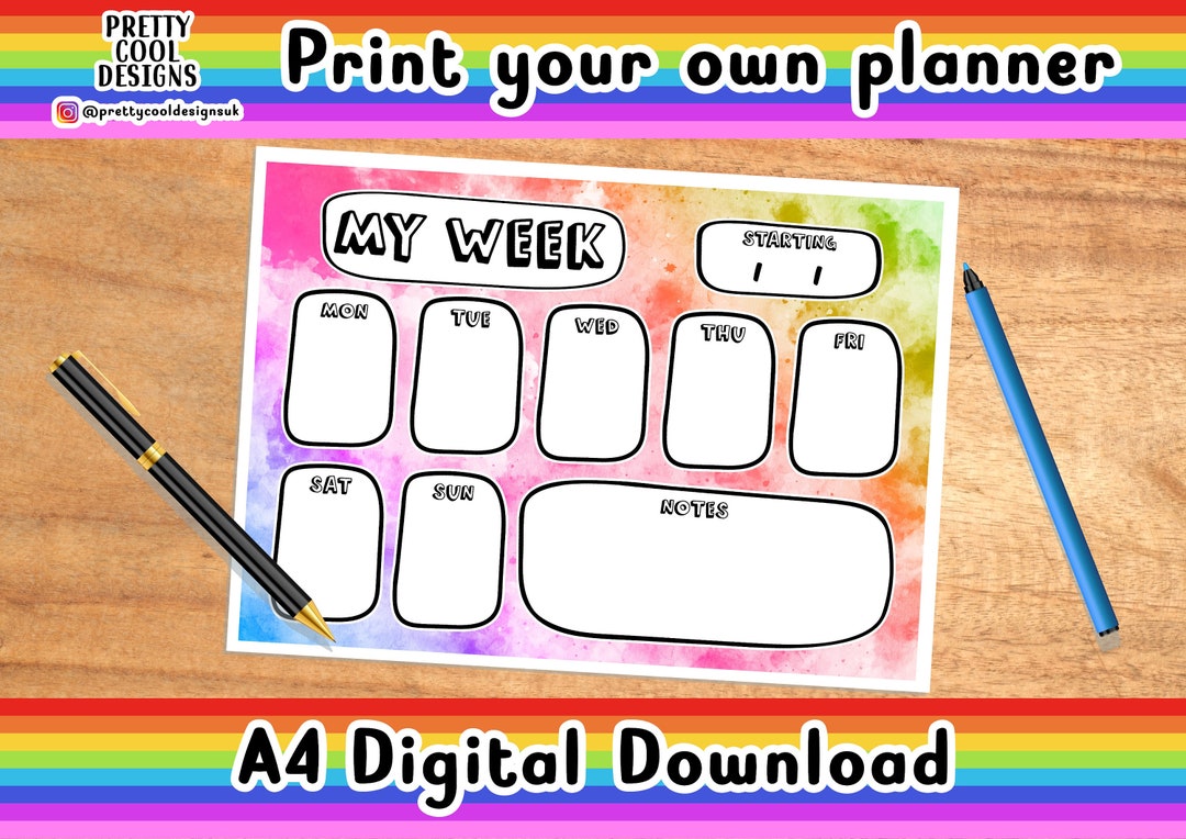 Weekly Desk Planner Printable PDF Digital Download A4 Print Your Own ...