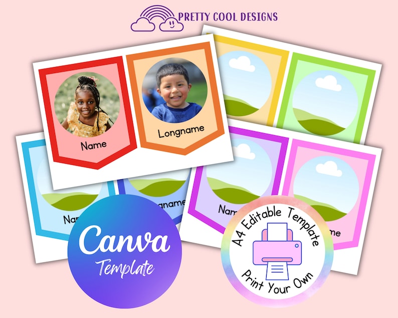 Rainbow Photo Bunting Canva Template: Editable Teacher Display (digital ...