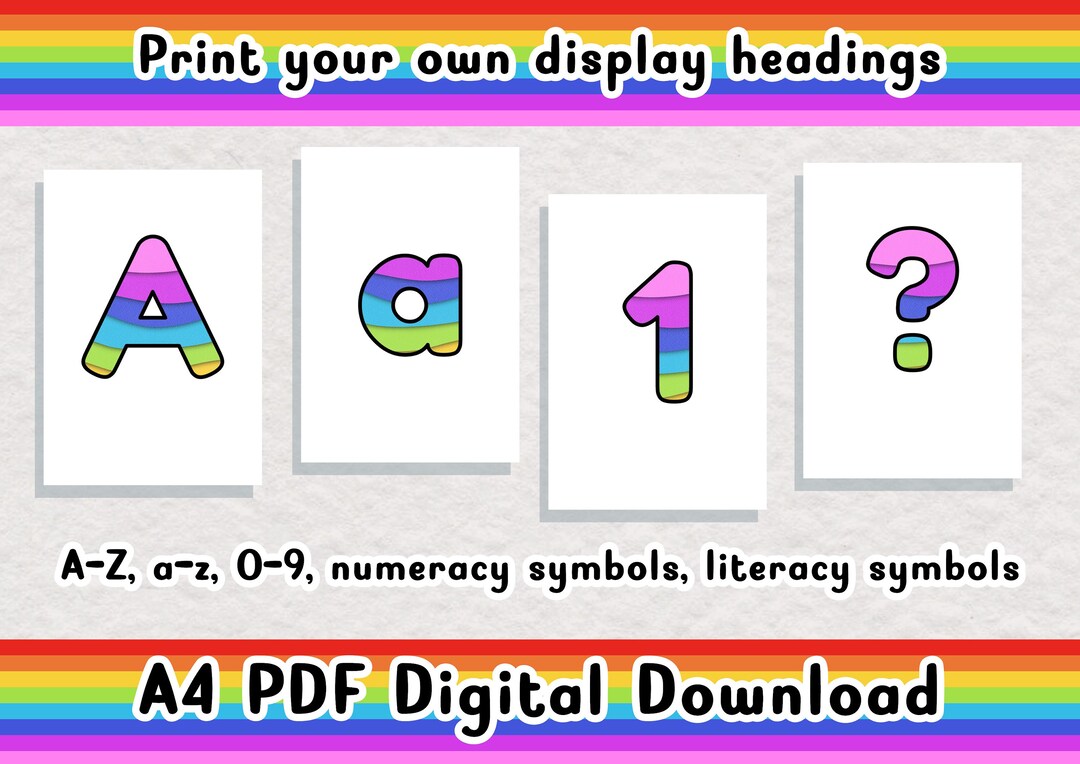 Rainbow Bulletin Board Letters: Numbers & Symbols (digital Download) - Etsy