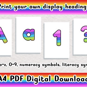 Rainbow Printable Display Bulletin Letters Numbers Symbols Grammar ...