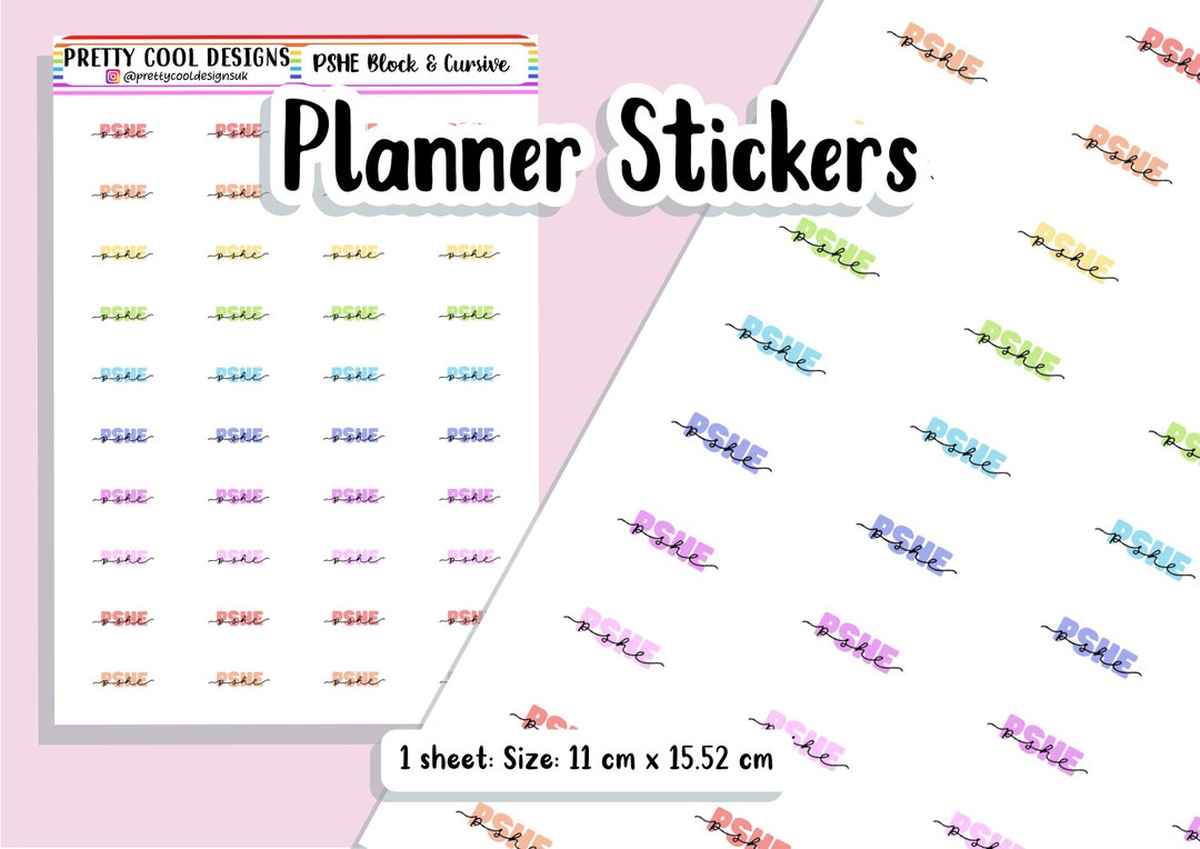 40 PSHE Subject Teacher Student Planner Stickers UK - 1 Sheet - Block ...