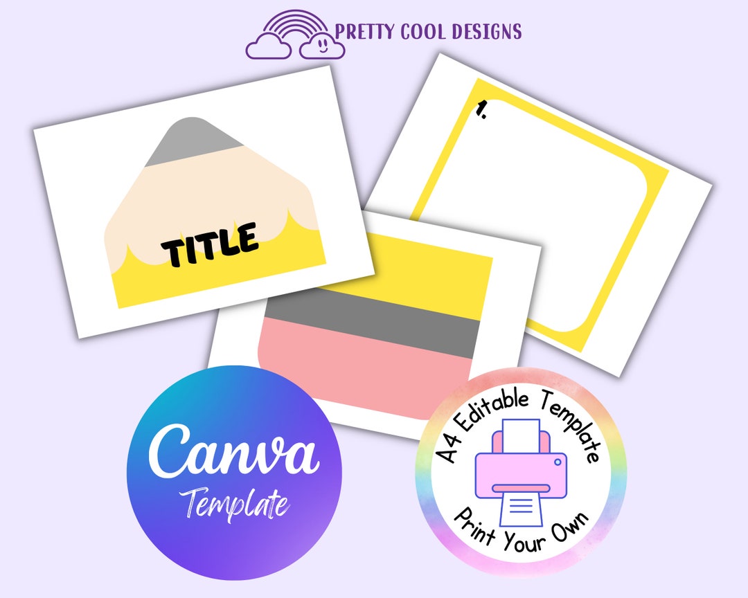 Canva Template Vertical Pencil Display | Editable Class Decor for ...