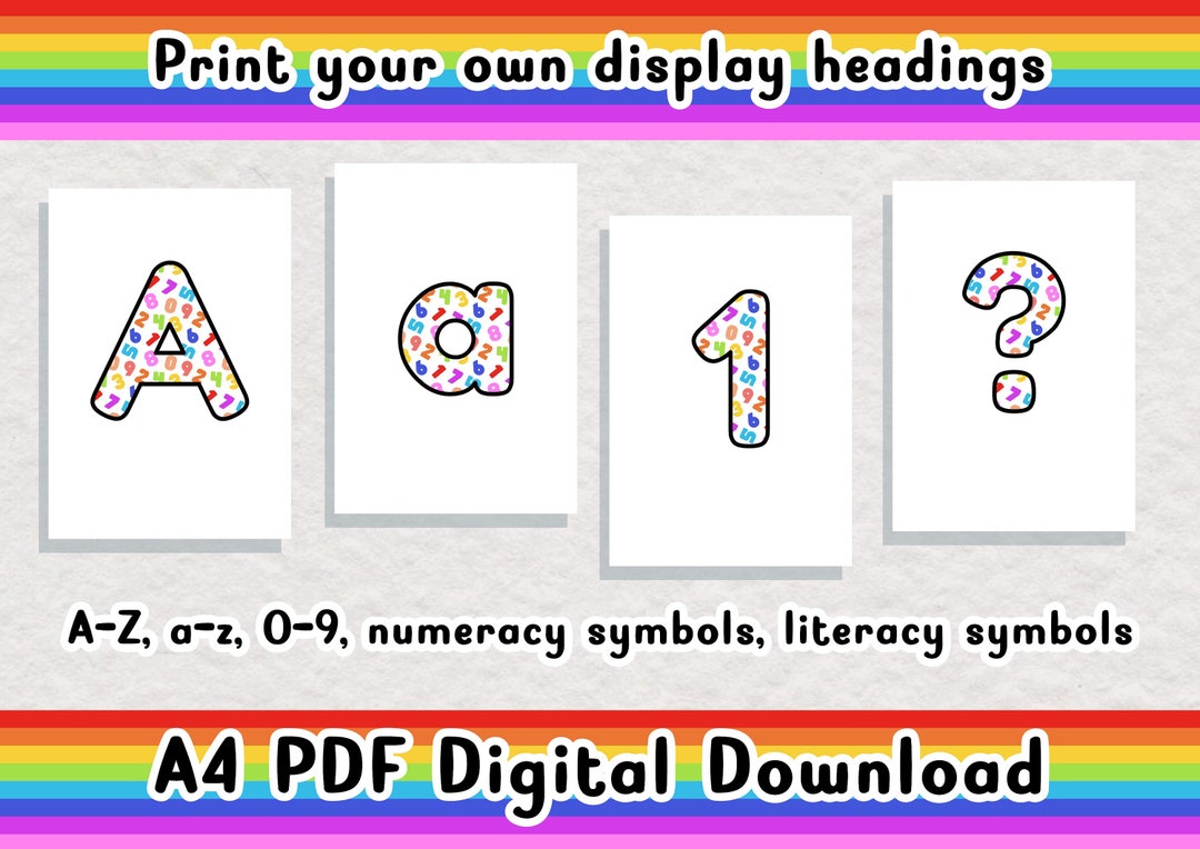 Rainbow Letters and Numbers: Printable Classroom Display (A4 PDF ...