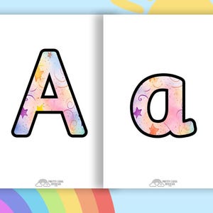 Rainbow Star Themed Bulletin Board Letters, Numbers, Punctuation and ...