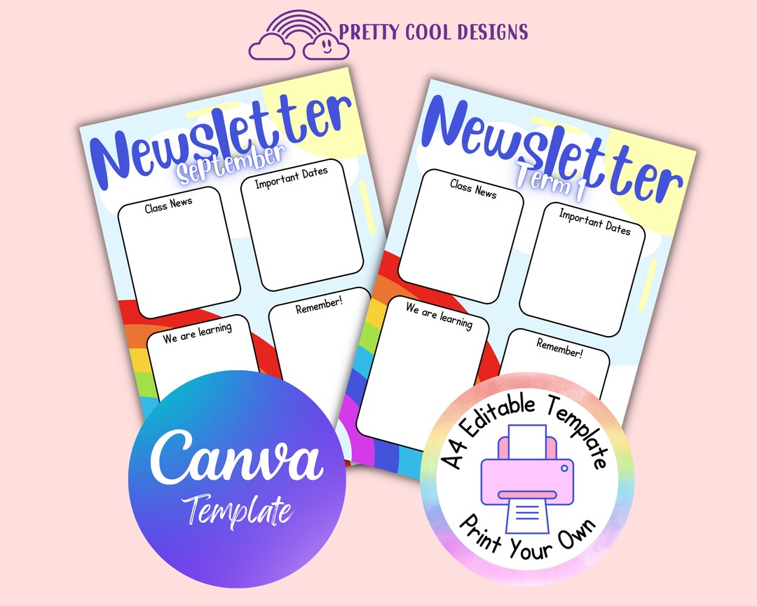 Canva Template Rainbow Newsletter | Editable Newsletter for Teachers ...