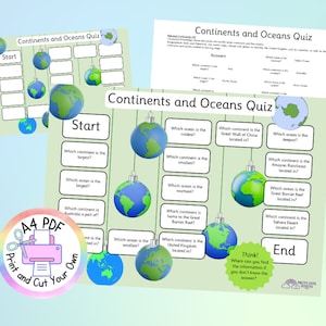 Printable Game Geography Continents and Oceans KS1 Quiz Board Game PDF ...