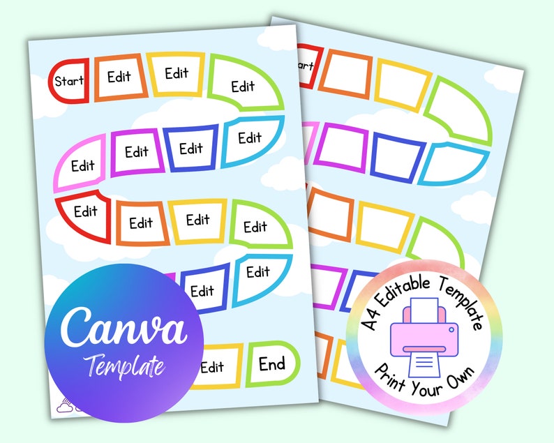 Printable Game Board Template Editable Activity Printable - Etsy