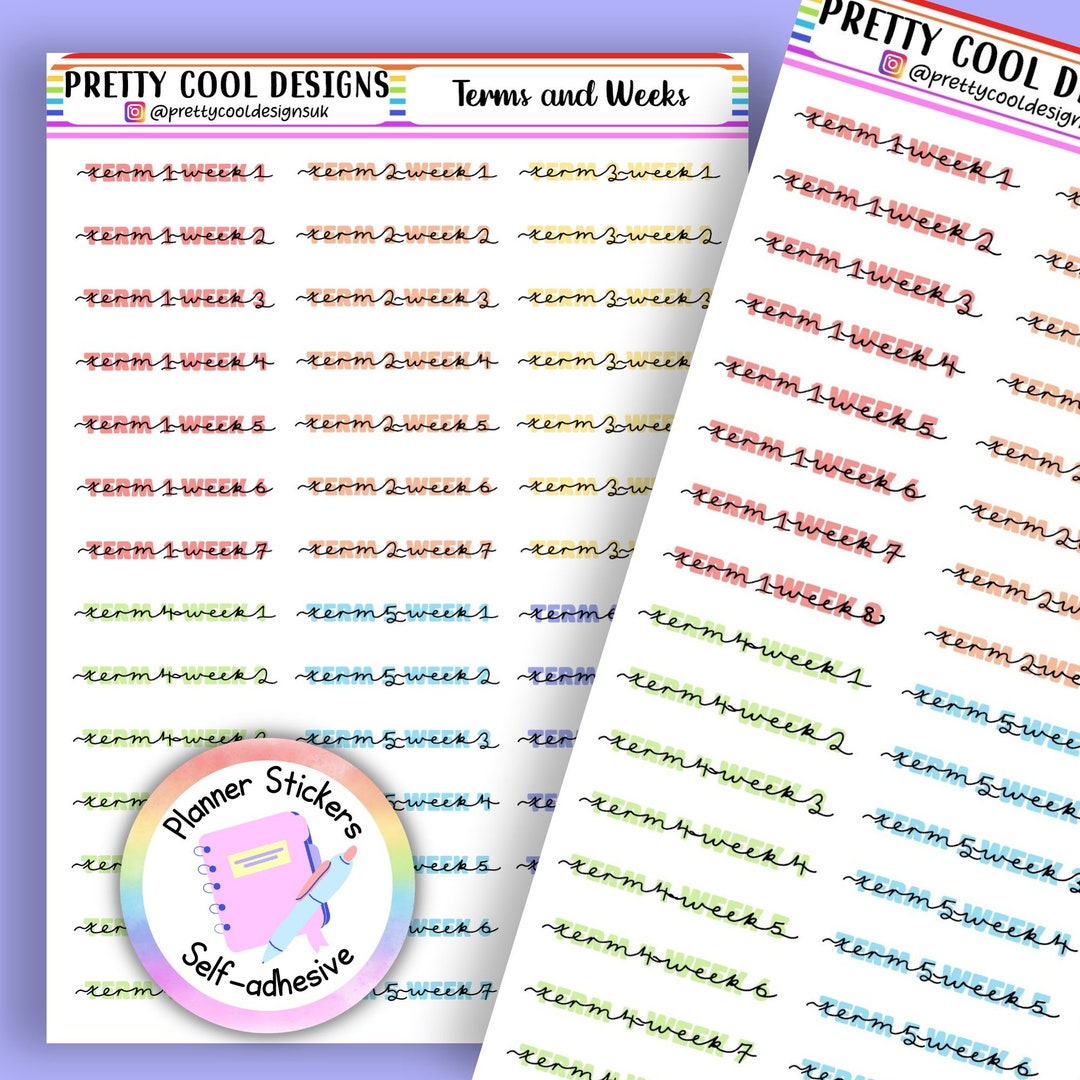 Rainbow Teacher Planner Stickers: Terms & Weeks - Etsy UK