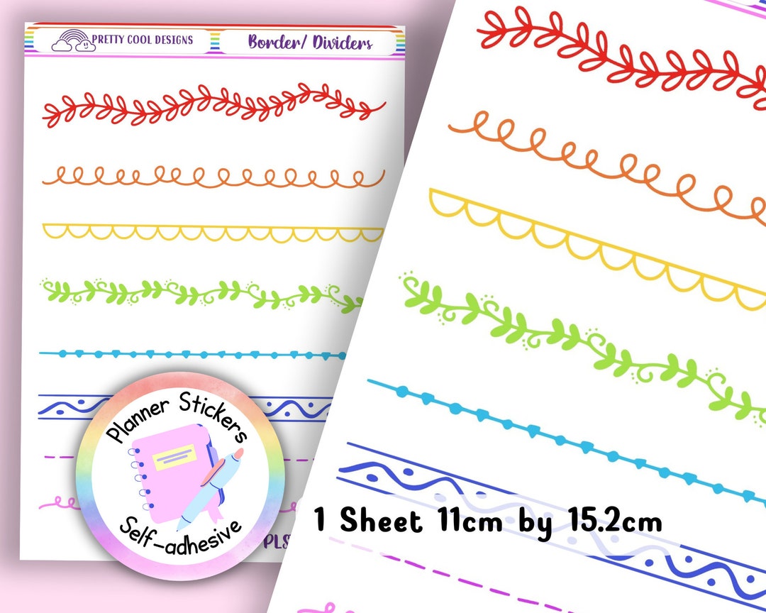 Rainbow Borders Frames Planner Bujo Bullet Journal Diary Stickers UK 1 ...