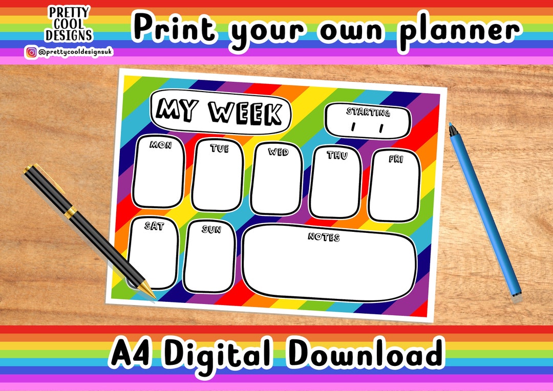 Weekly Desk Planner Printable PDF Digital Download A4 Print Your Own ...
