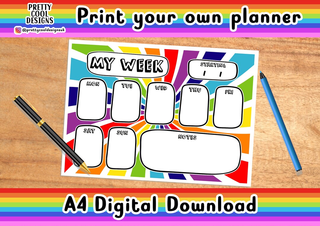 Weekly Desk Planner Printable PDF Digital Download A4 Print Your Own ...
