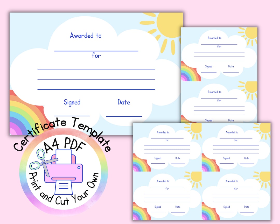 Rainbow Certificate | Printable PDF | Digital Download | A4 Print Your ...
