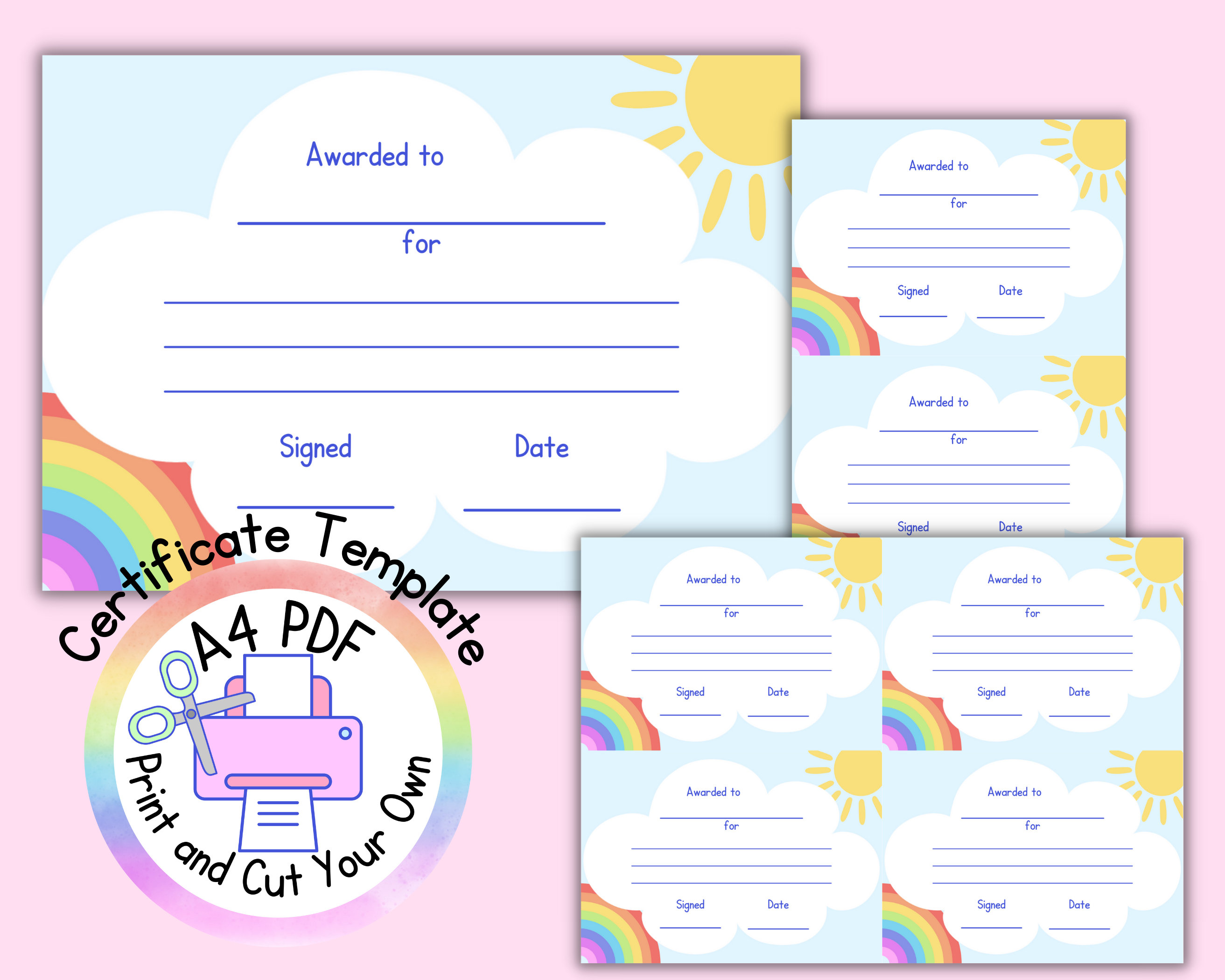 Rainbow Certificate Printable PDF Digital Download A4 Print Your Own - Etsy