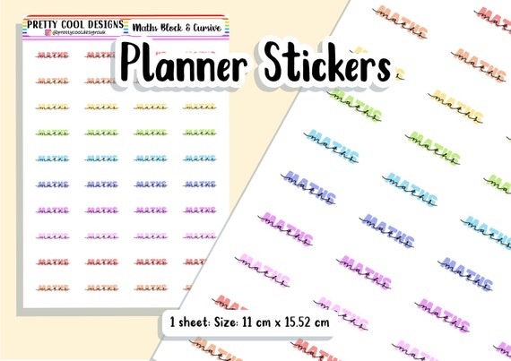 teacher planner stickers math class stickers Math school subject ...
