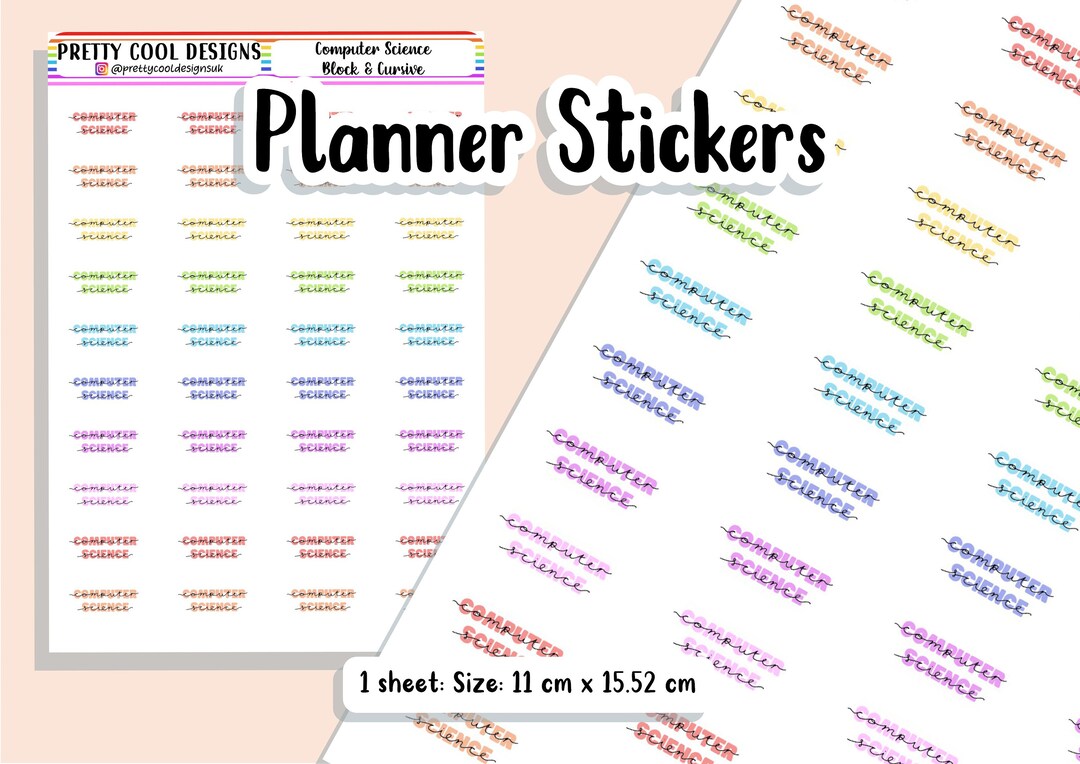 40 Computer Science Subject Teacher Student Planner Stickers UK - 1 ...