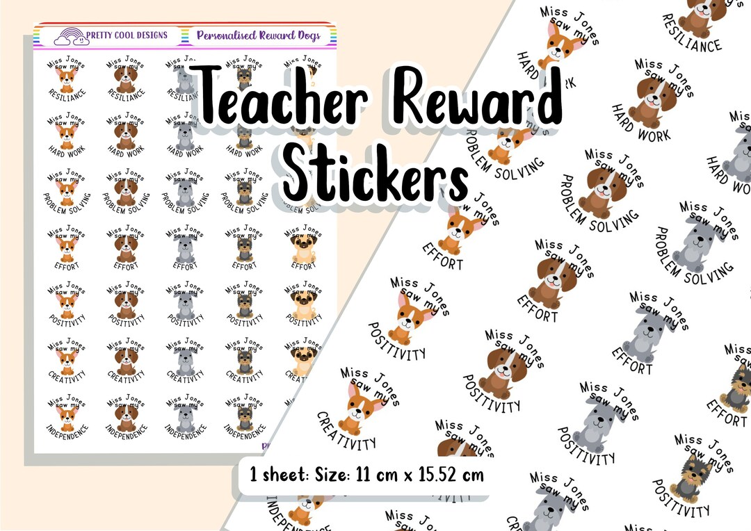 Personalized Teacher Reward Stickers | Cute Dog Theme - Etsy