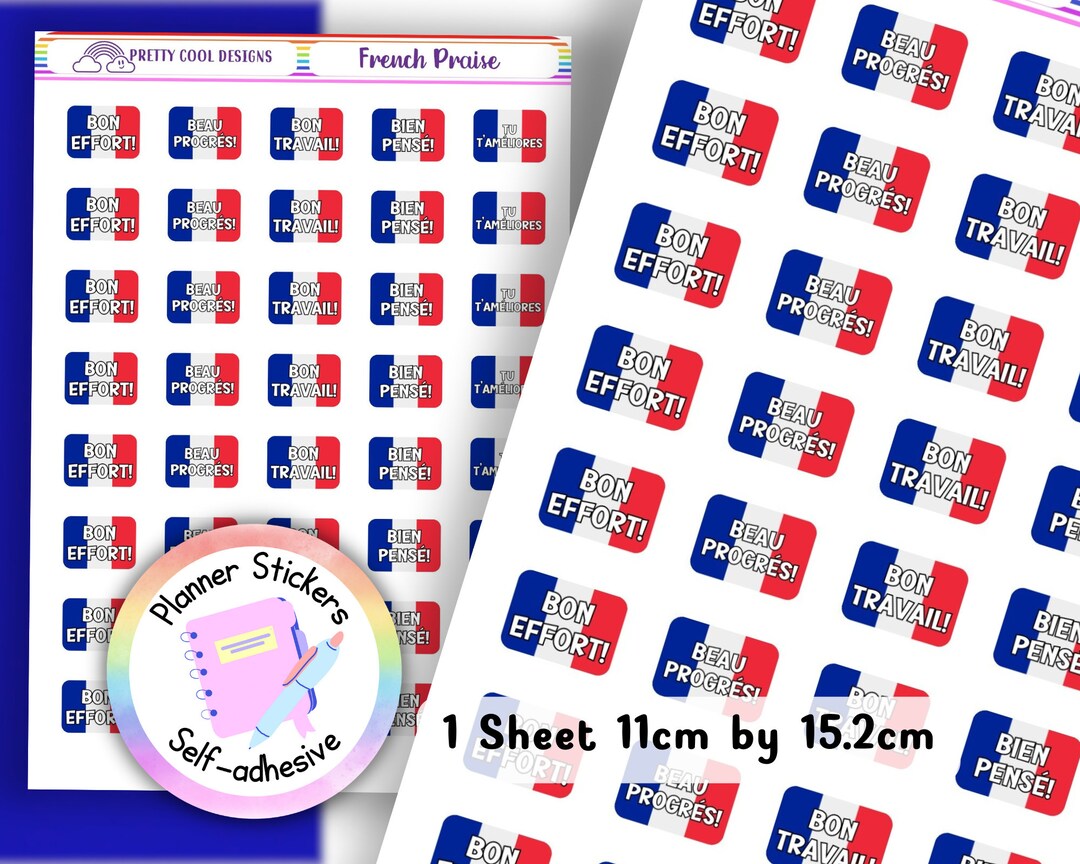 French Well Done Praise Stickers for Children Teachers Educators - Etsy UK