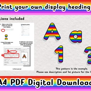 Rainbow Printable Display Bulletin Letters Numbers Symbols Grammar ...