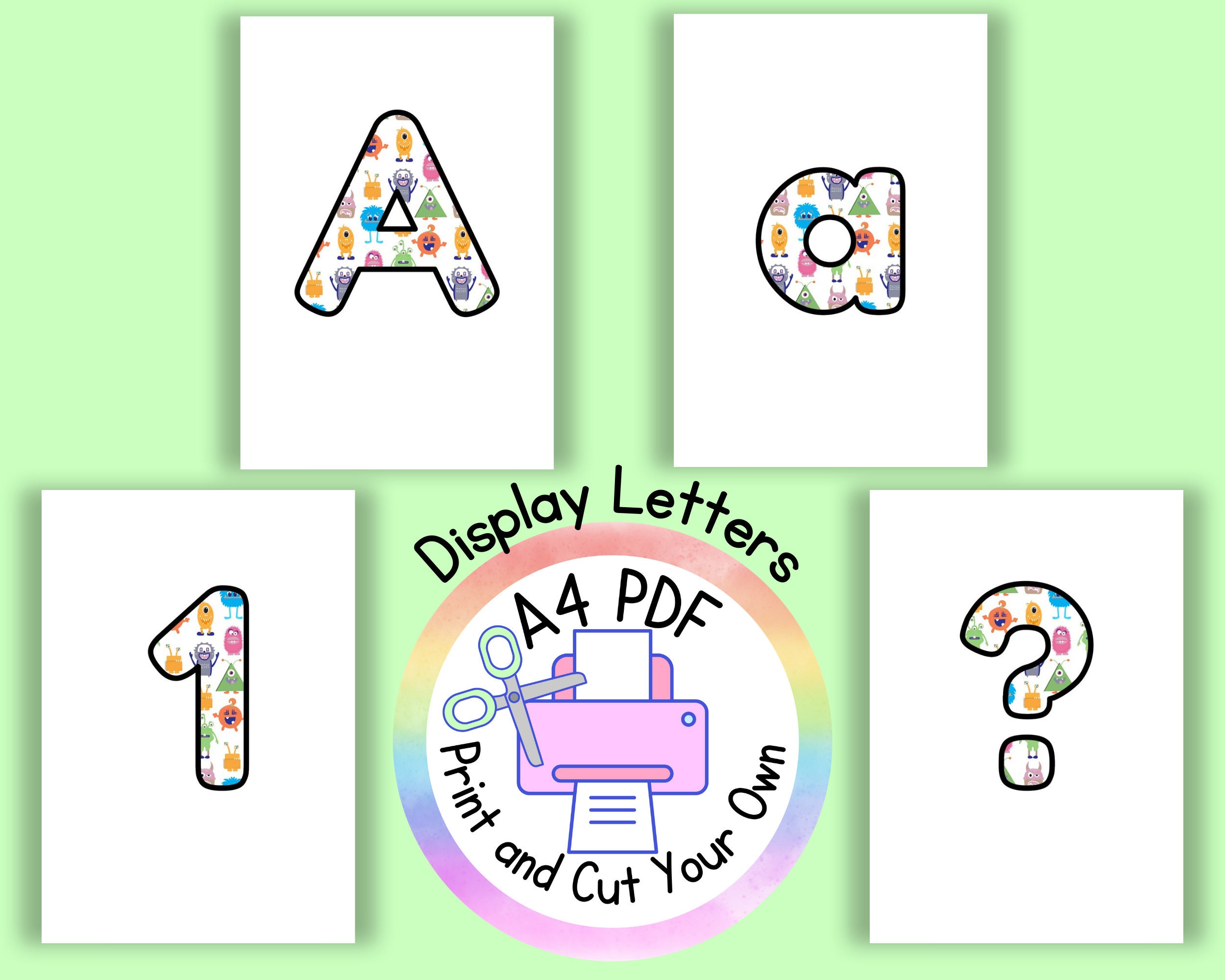 Monster Letters & Numbers: Printable Classroom Display (A4 PDF) - Etsy